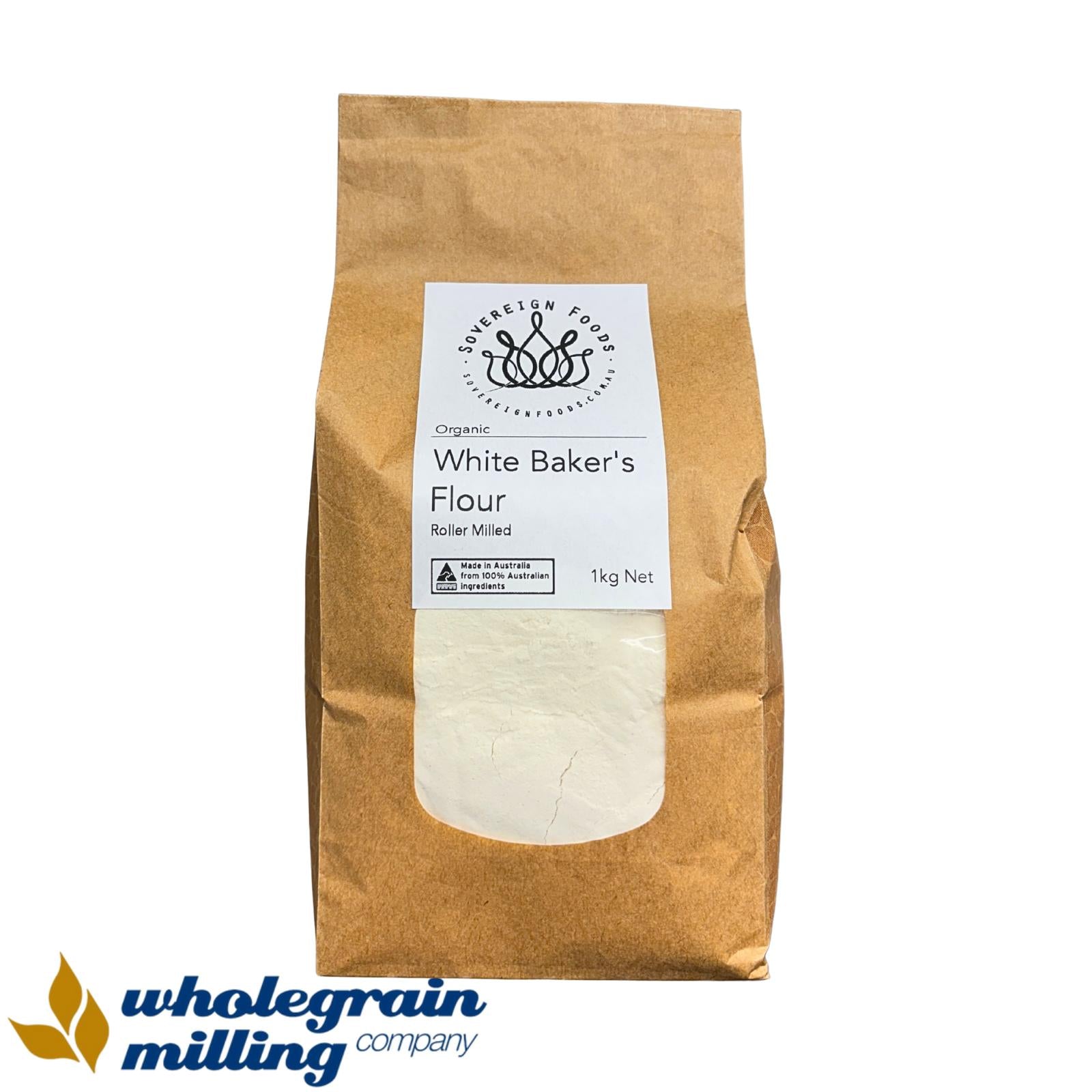 Roller Milled Organic White Baker's Flour 1kg | Wholegrain Milling